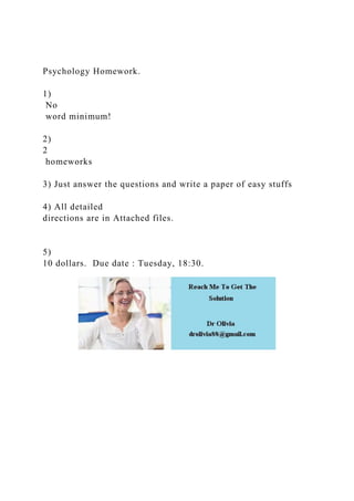 Psychology Homework.1) No word minimum!2) 2 homewo.docx | Homework and ...