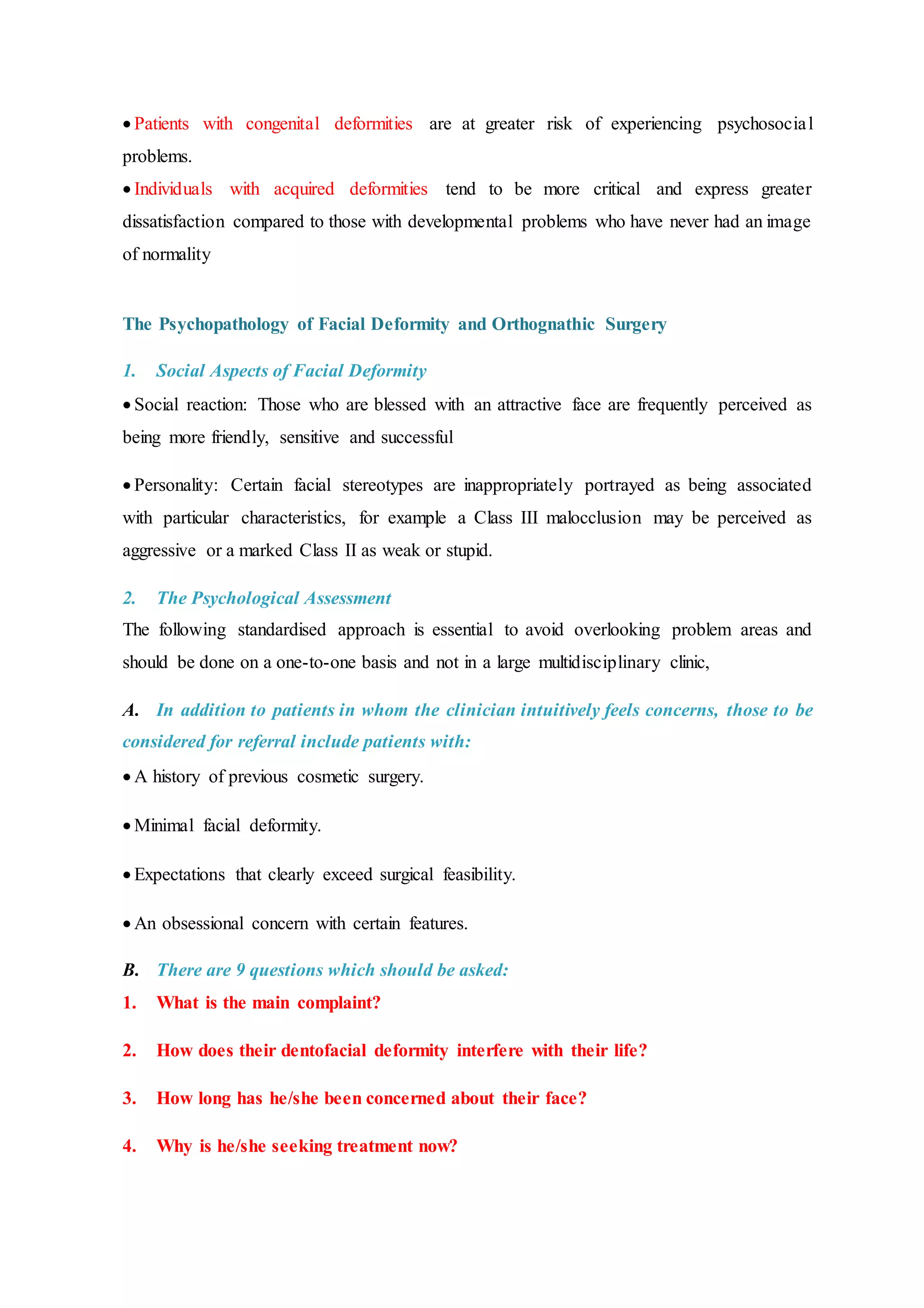 Psychology in orthognathic patients by almuzian | DOCX