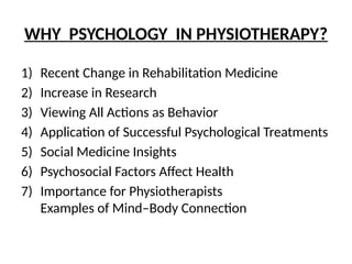 Why Psychology in Physiotherapy . pptx | PPTX