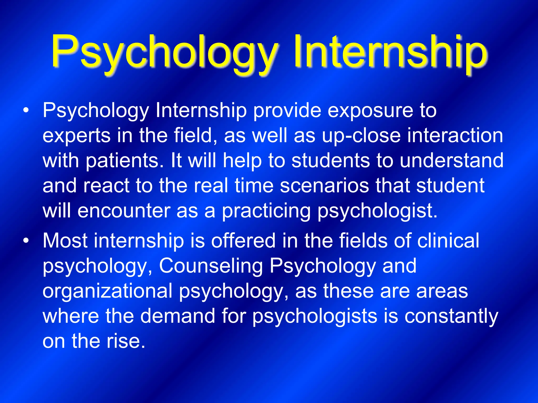 Psychology Internship by S.Lakshmanan Psychologist | PPT
