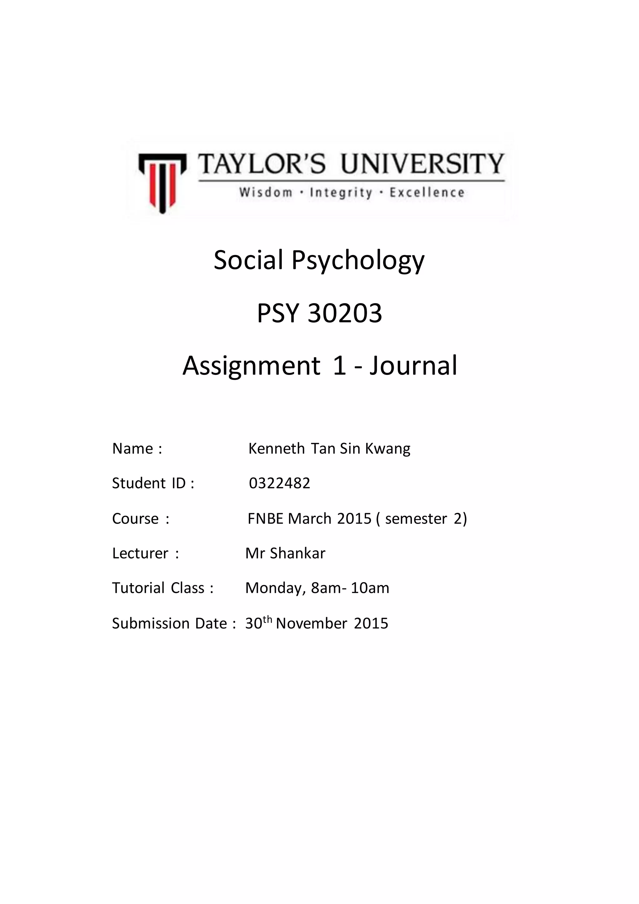 Psychology journal ( cover) | DOCX
