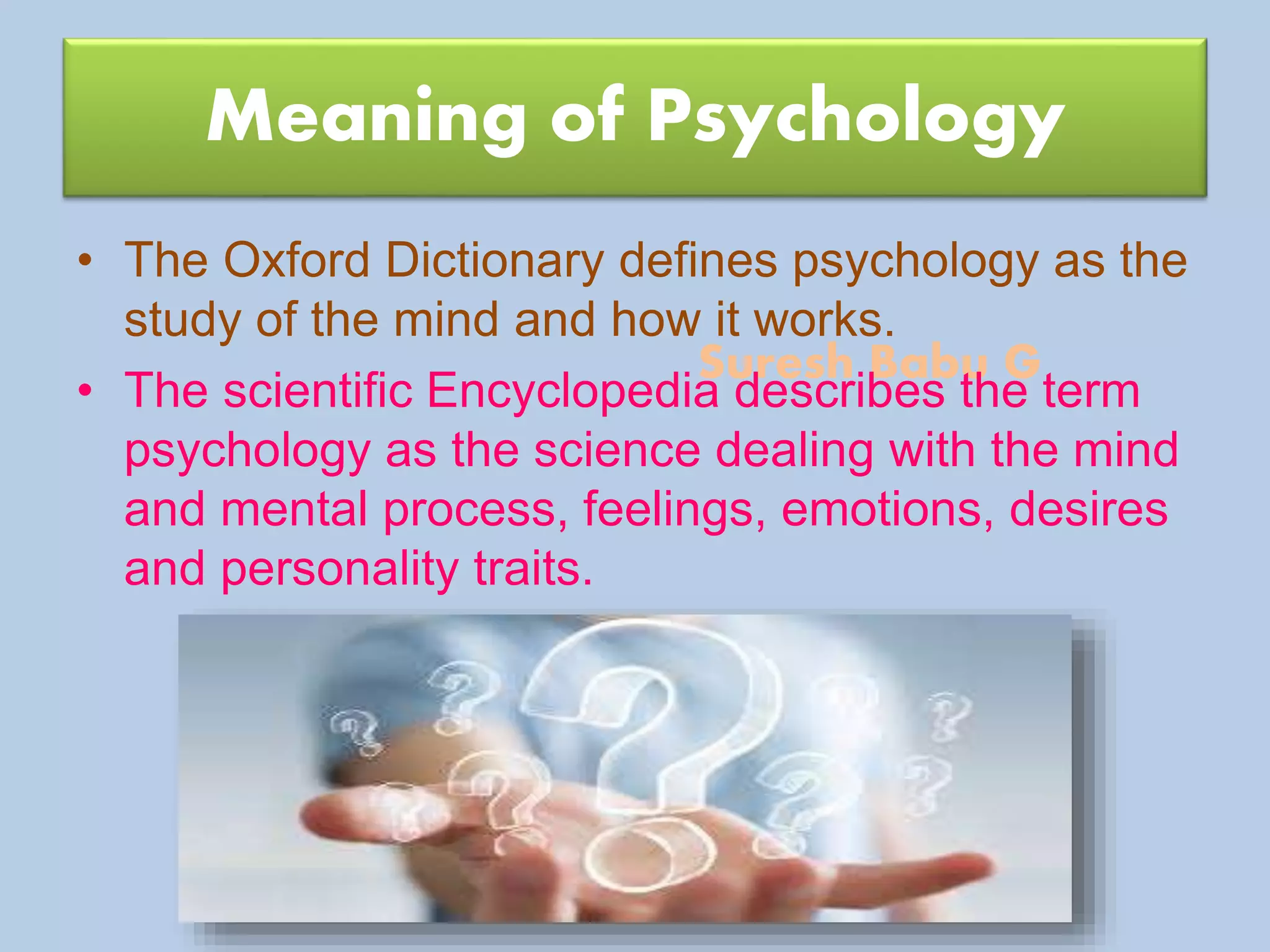 Psychology – Meaning and Definition | PPT