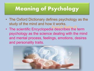 Psychology – Meaning and Definition | PPT