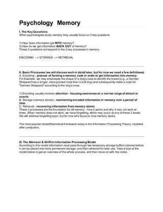 Psychology Memory.docx | Data Storage and Warehousing | Computing