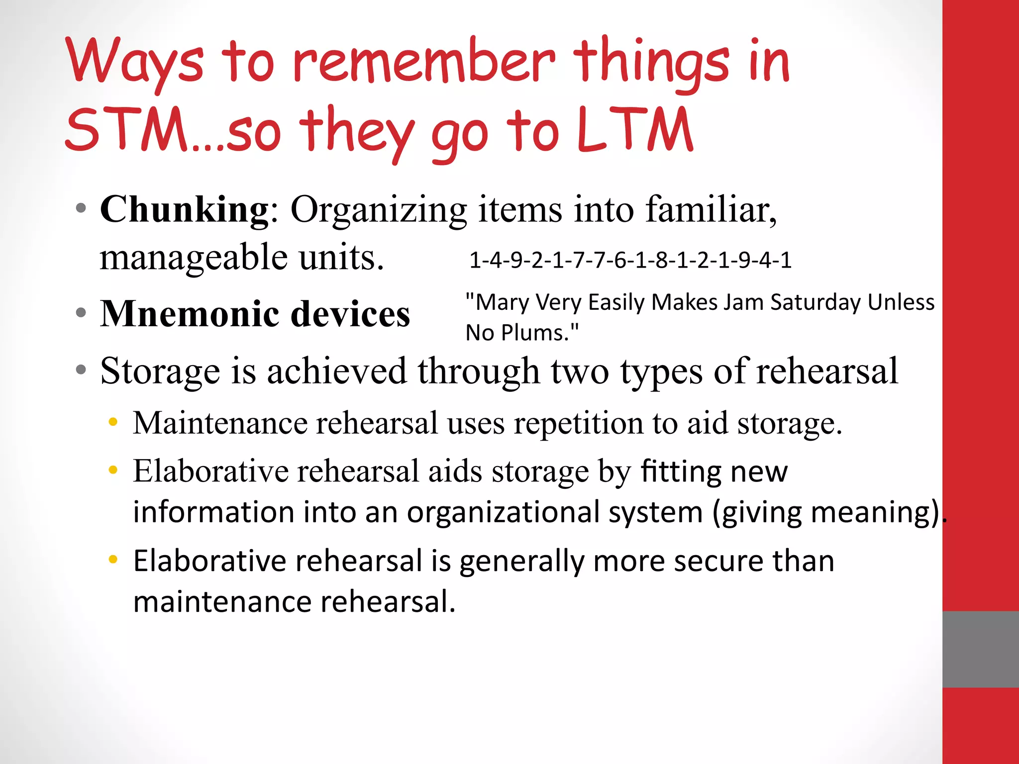 Psychologymemoryandlearningpowerpoint 140611123053-phpapp02 | PPTX