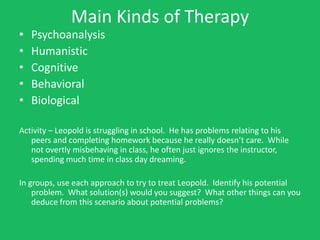 Psychology notes ch. 17 - therapy - short | PPT