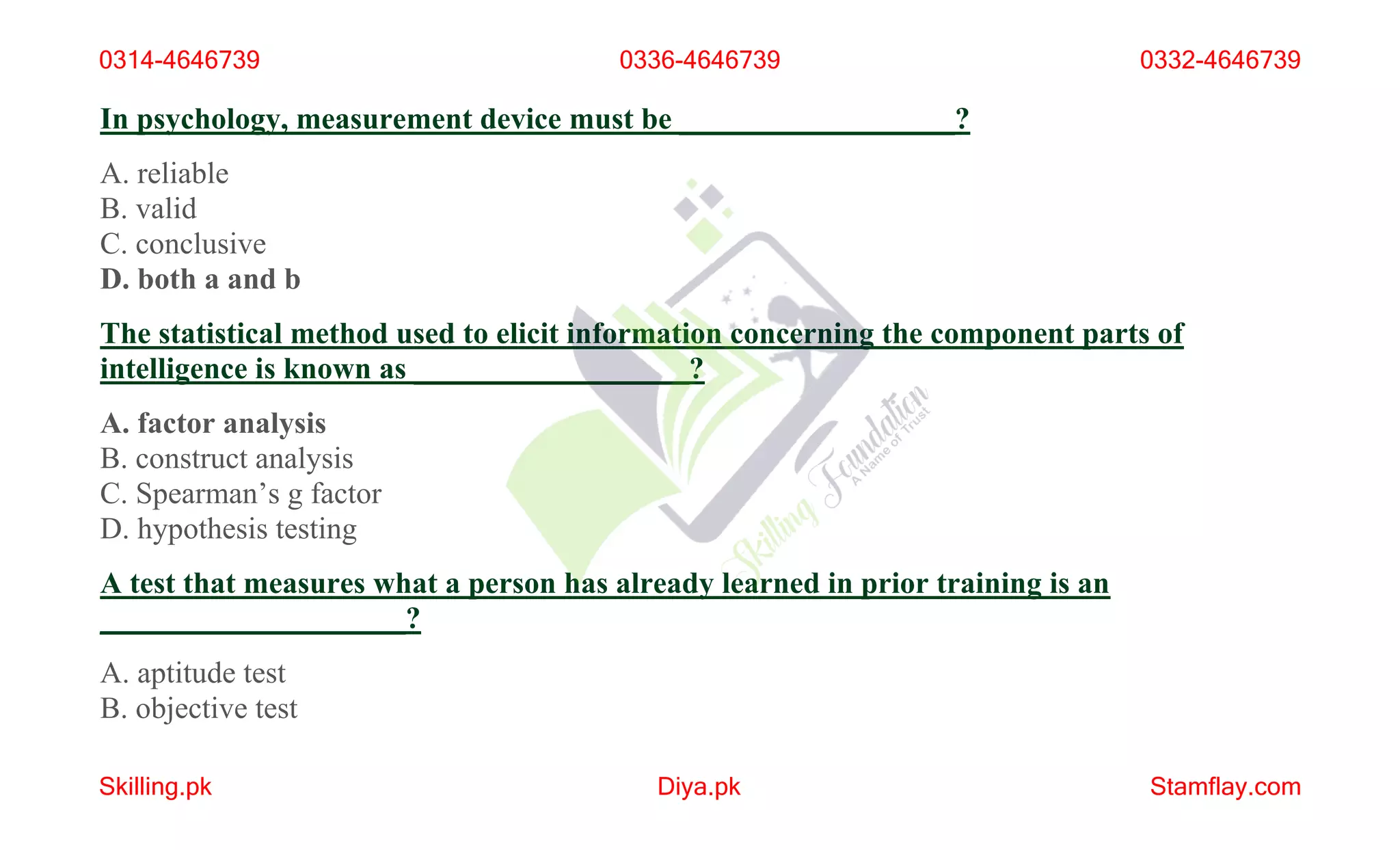 PSYCHOLOGY Objective Questions & Answers MCQs.pdf
