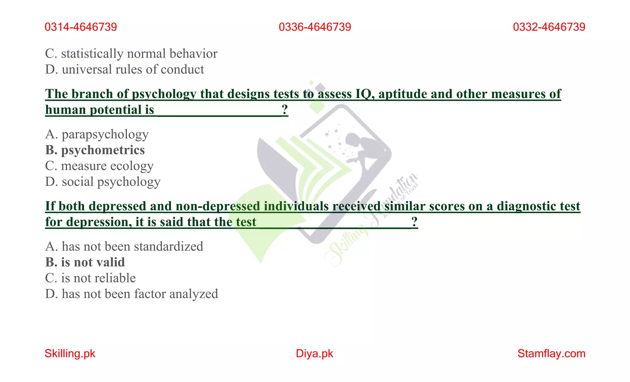 Psychology Objective Questions And Answers Mcqspdf