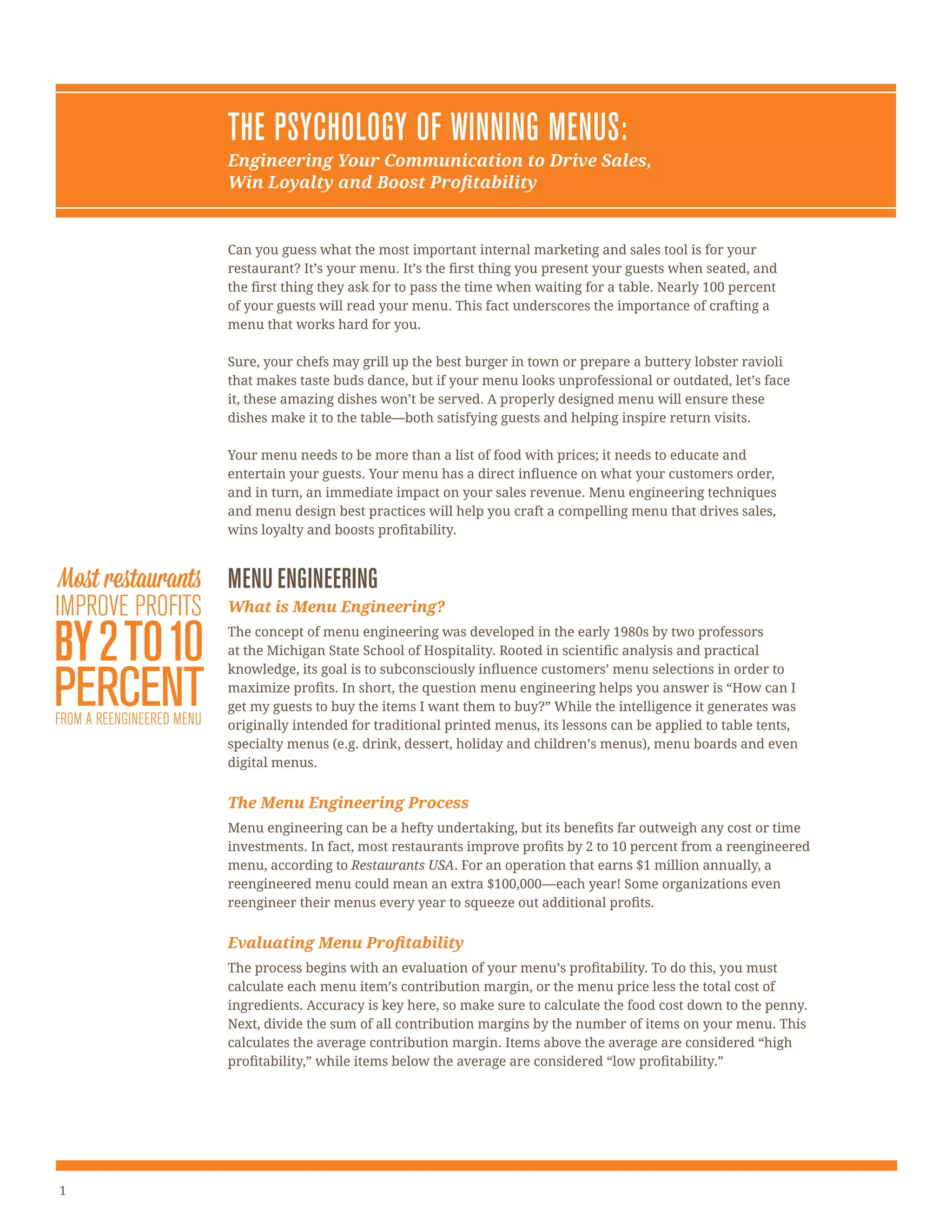 Psychology of a menu | PDF