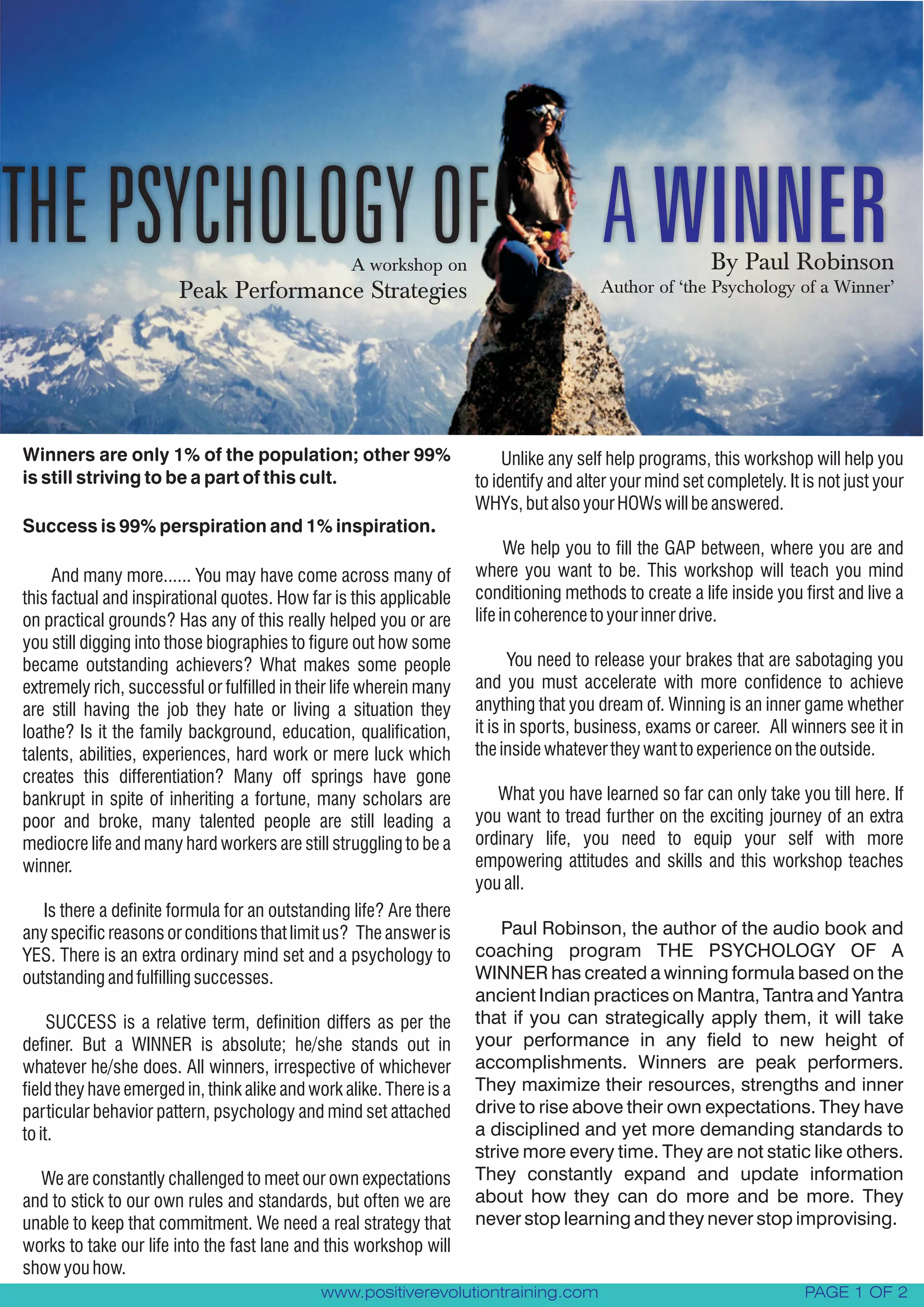 The Psychology of a Winner | PDF