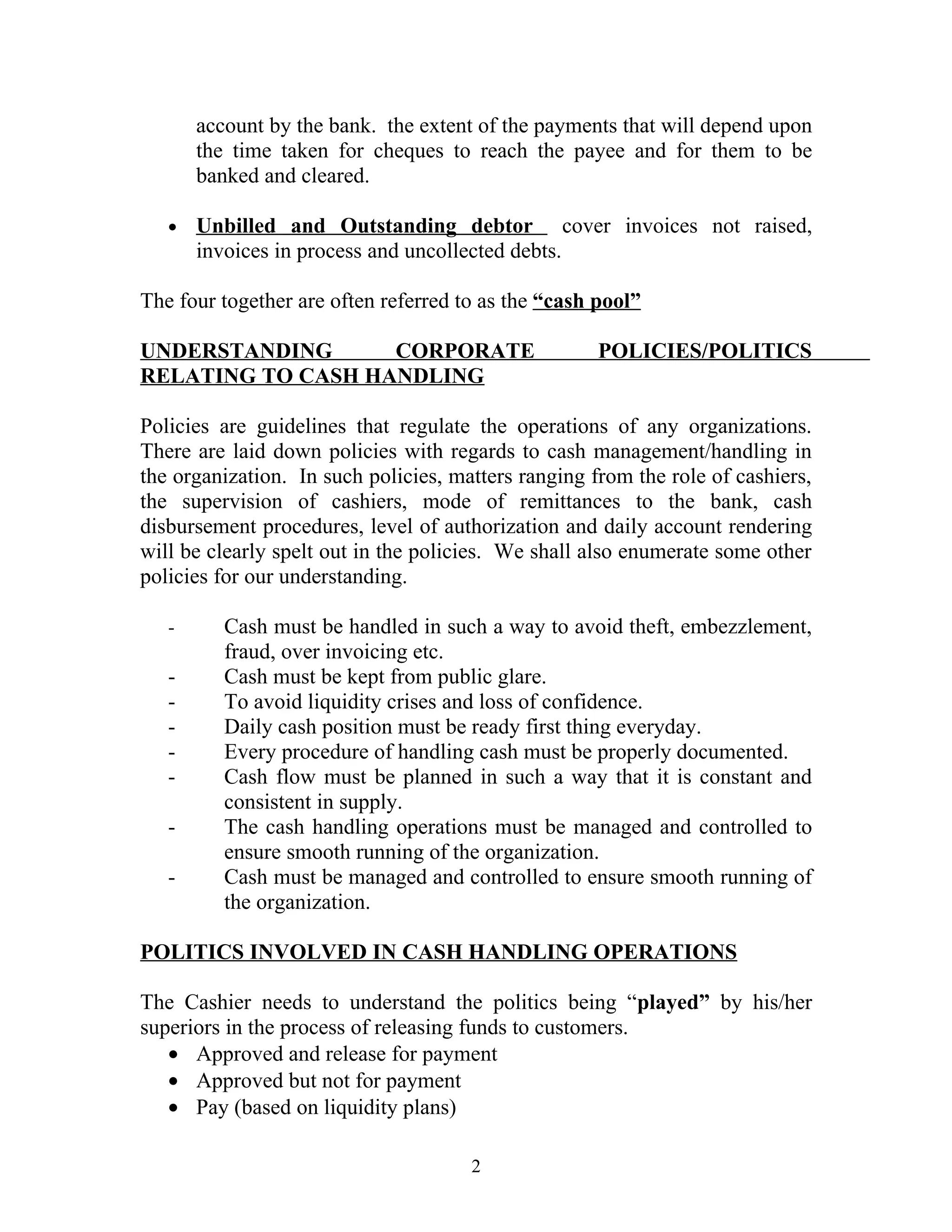 Psychology Of Cash Handling and cashering | DOC