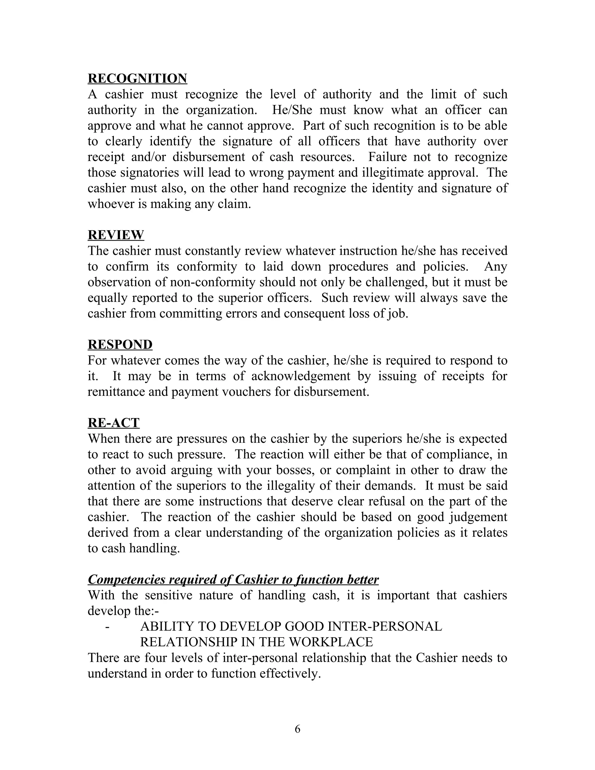 Psychology Of Cash Handling and cashering | DOC