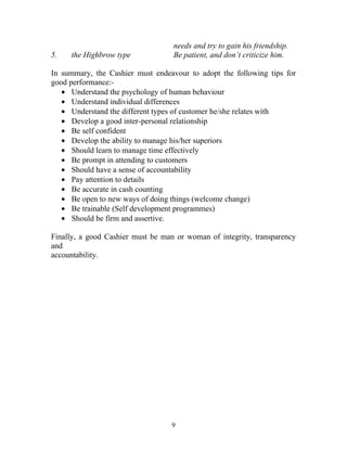 Psychology Of Cash Handling and cashering | DOC