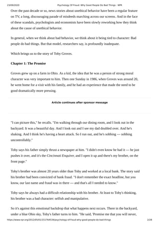 Psychology Of Fraud: Why Good People Do Bad Things : Notes | PDF