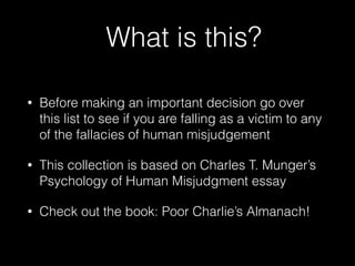 Psychology of human misjudgement | PPT