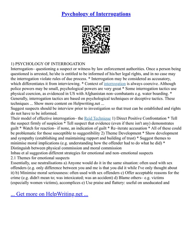 Psychology Of Interrogations | PDF