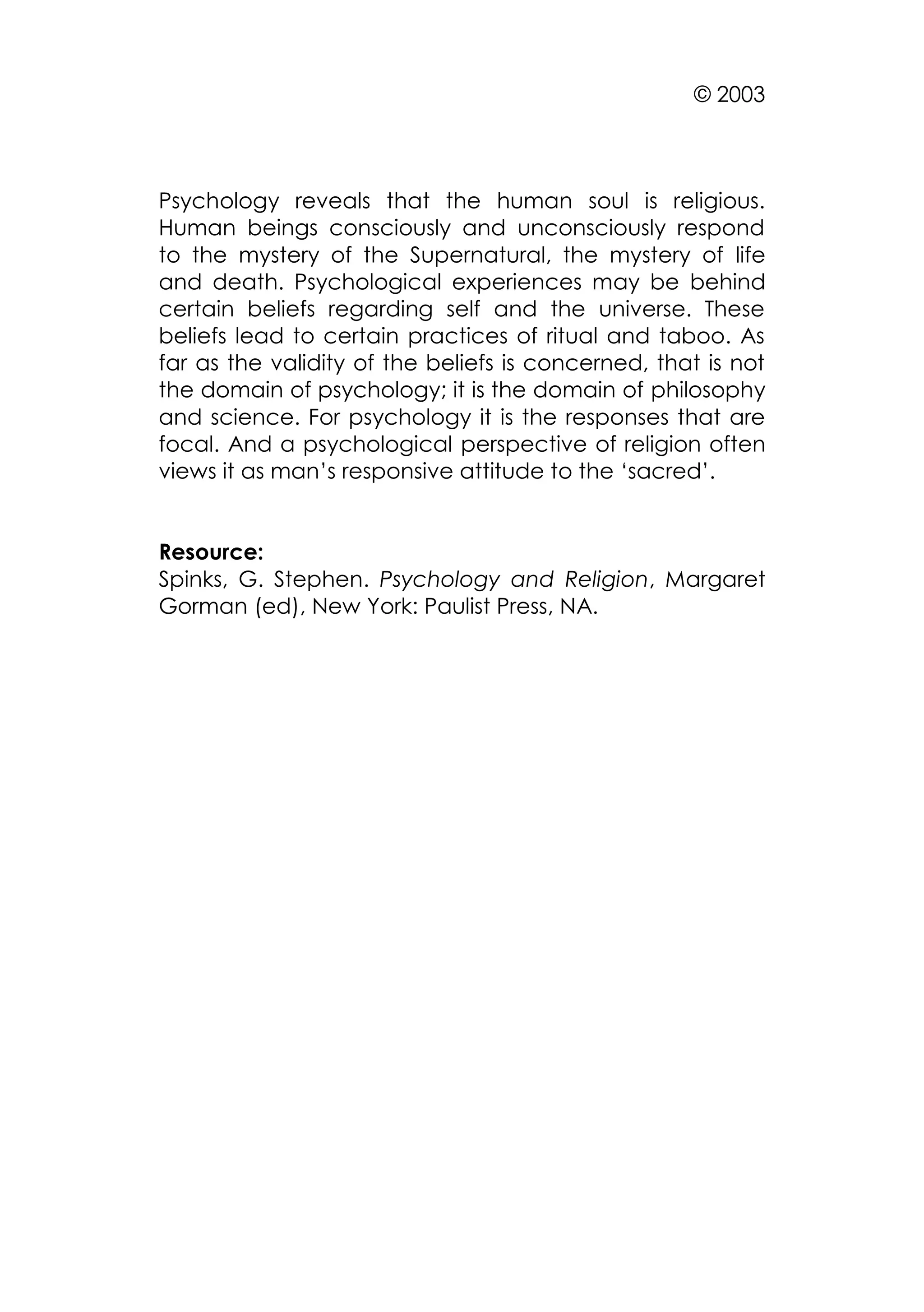 Psychology of Religion | PDF