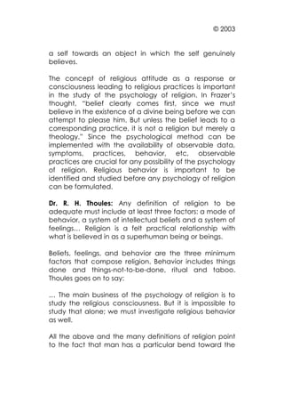 Psychology of Religion | PDF