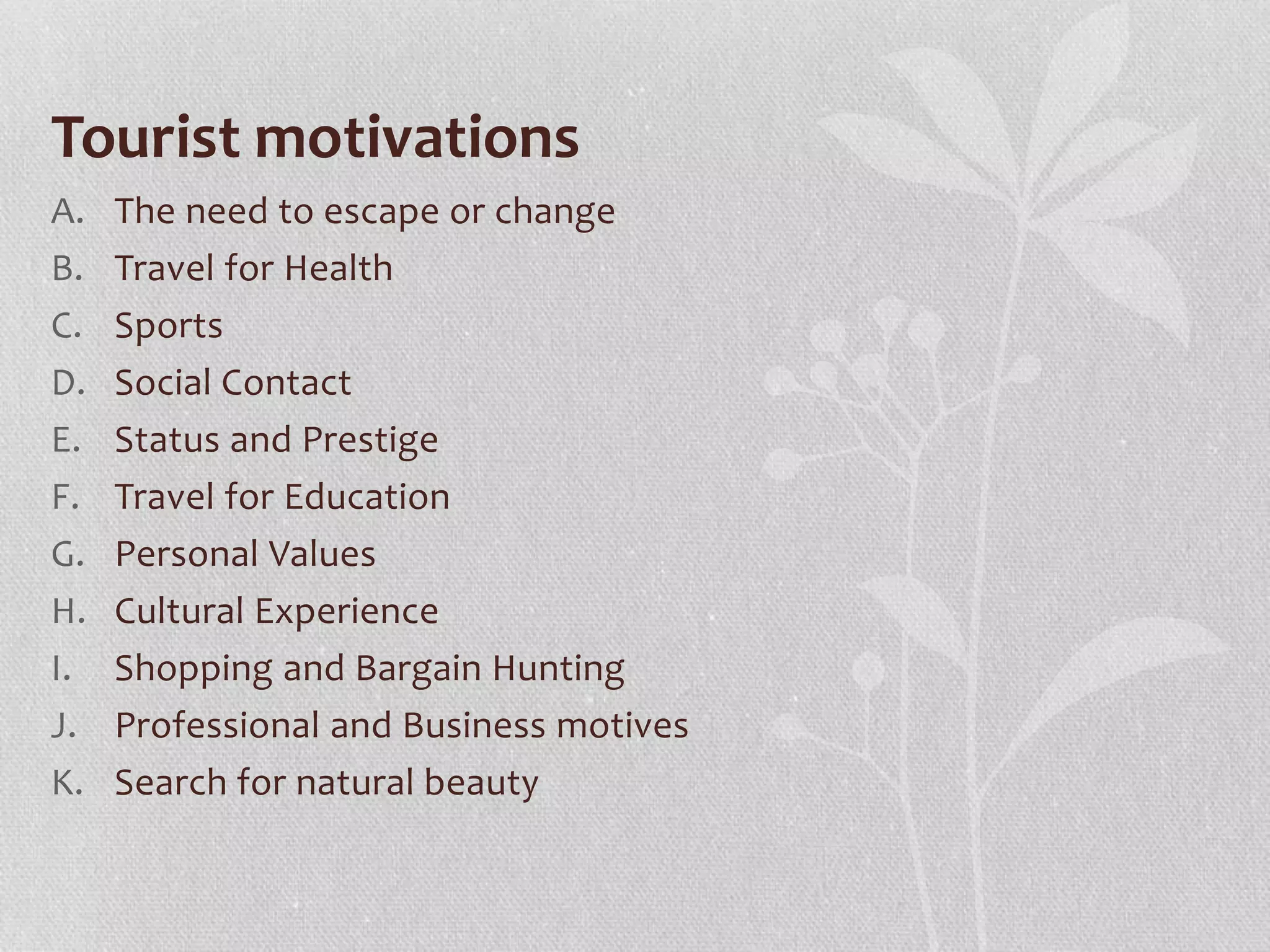 Psychology of travel: Motivation of travel | PPTX