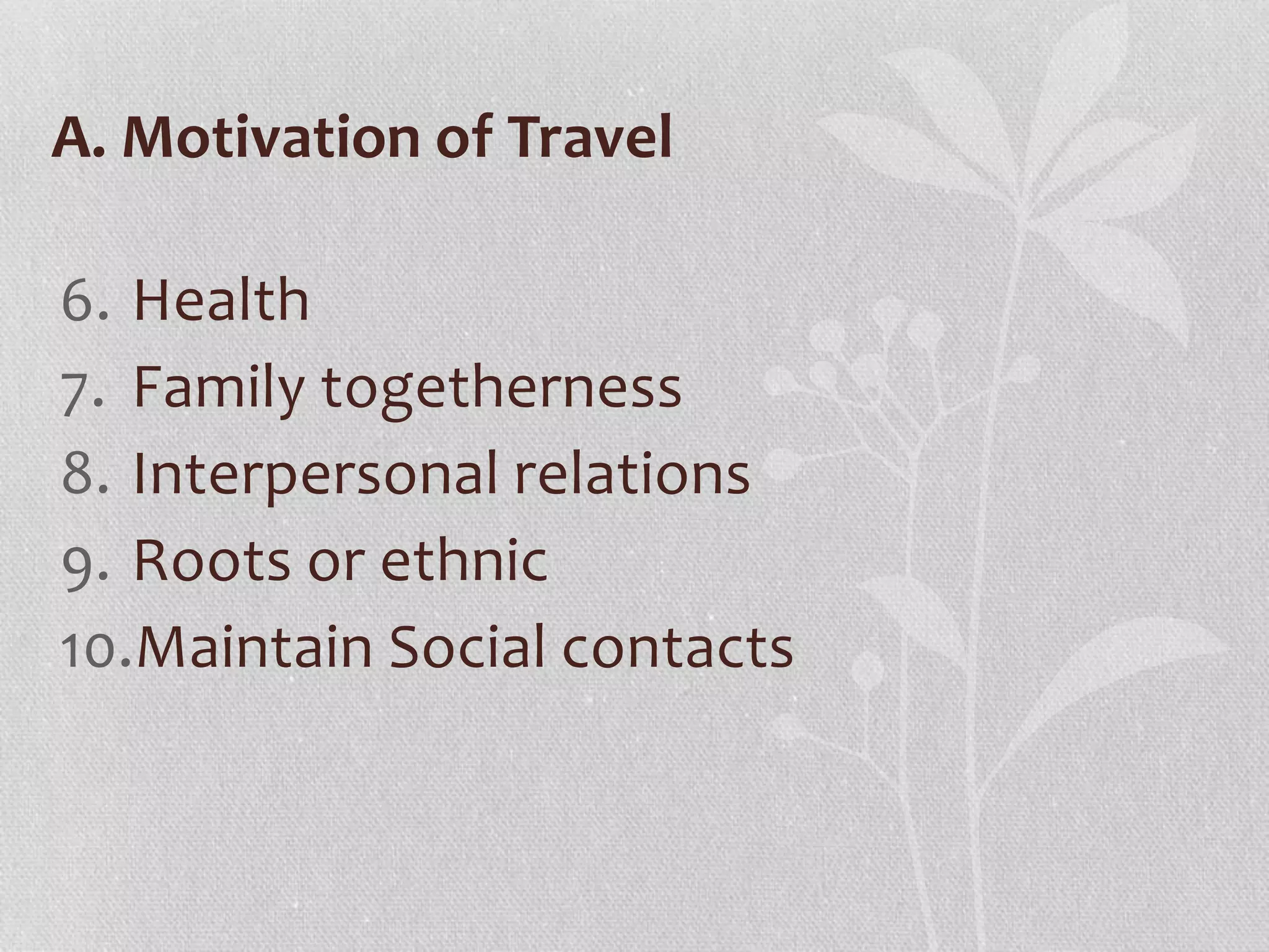 Psychology of travel: Motivation of travel | PPTX