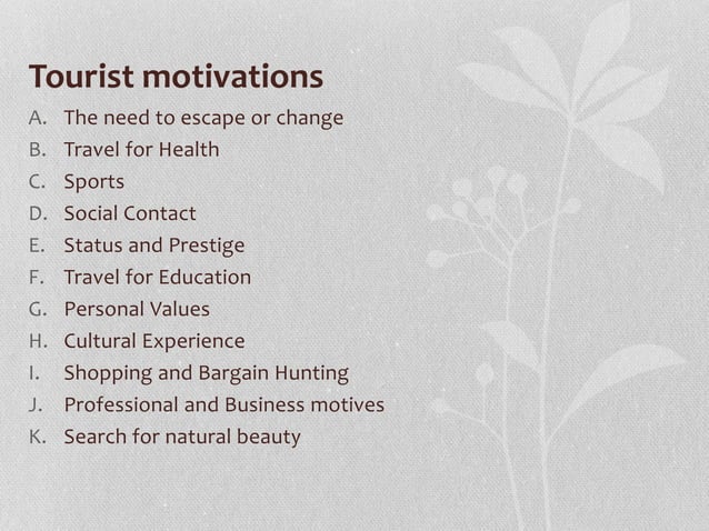 Psychology of travel: Motivation of travel | PPTX