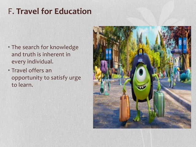 Psychology of travel: Motivation of travel | PPTX