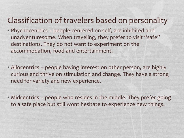 Psychology of travel: Motivation of travel | PPTX