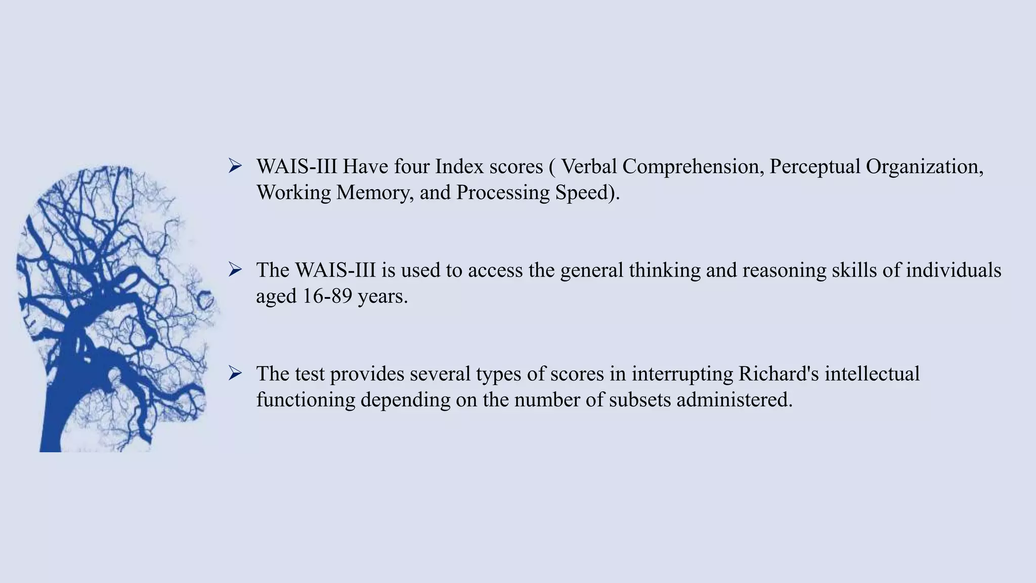 Wechsler Adult Intelligence scale (WAIS) | PPTX