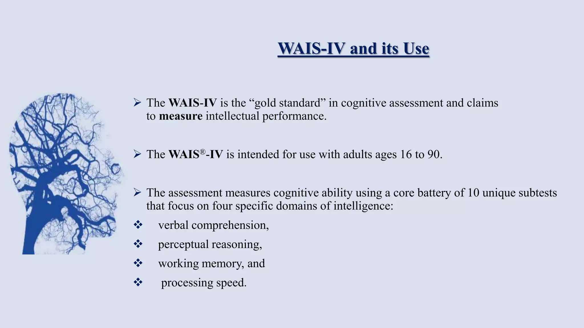 Wechsler Adult Intelligence scale (WAIS) | PPTX