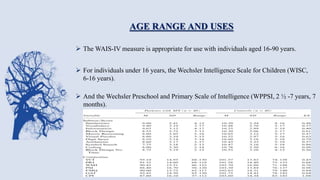 Wechsler Adult Intelligence scale (WAIS) | PPTX