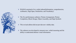 Wechsler Adult Intelligence scale (WAIS) | PPTX