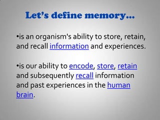 Human Memory (Psychology) | PPTX
