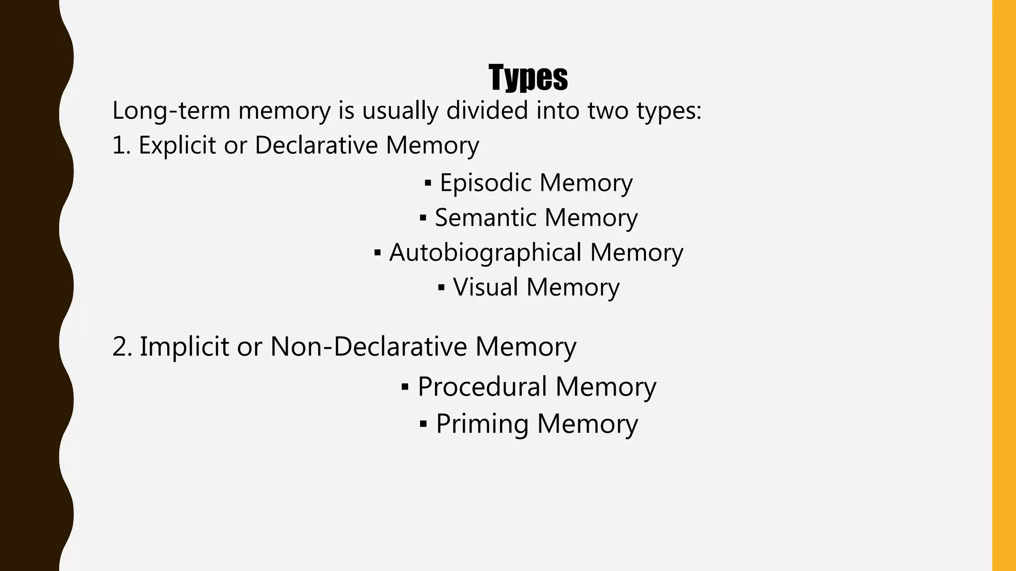 Memory and Types - Psychology | PPTX