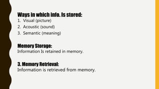 Memory and Types - Psychology | PPTX
