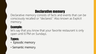 Memory and Types - Psychology | PPTX