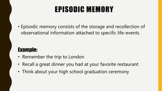 Memory and Types - Psychology | PPTX