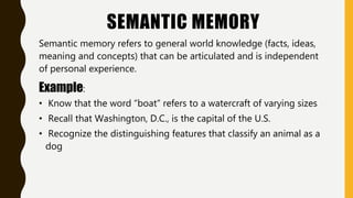 Memory and Types - Psychology | PPTX