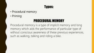 Memory and Types - Psychology | PPTX