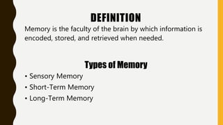 Memory and Types - Psychology | PPT