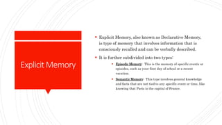 Memory, Its Components, Its Types, Seven Sins of Memory, Strategies to ...