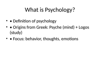 Psychology Presentation introduction of psychology definition | PPTX