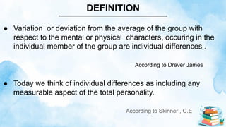 INDIVIDUAL DIFFERENCES/PSYCHOLOGY PRESENTATION/INDIVIDUAL DIFFERENCES ...