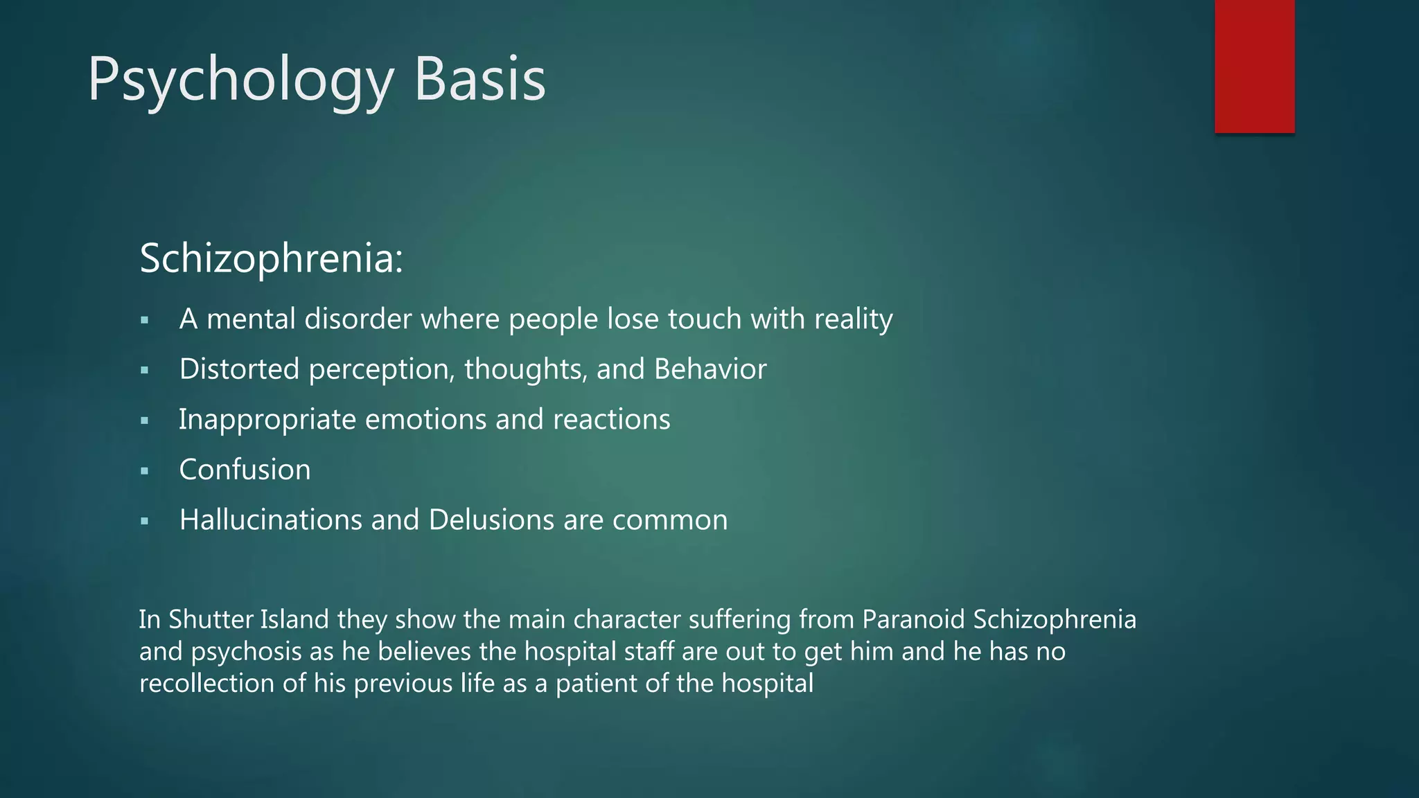 Schizophrenia & PTSD in Shutter Island - Hughes | PPTX
