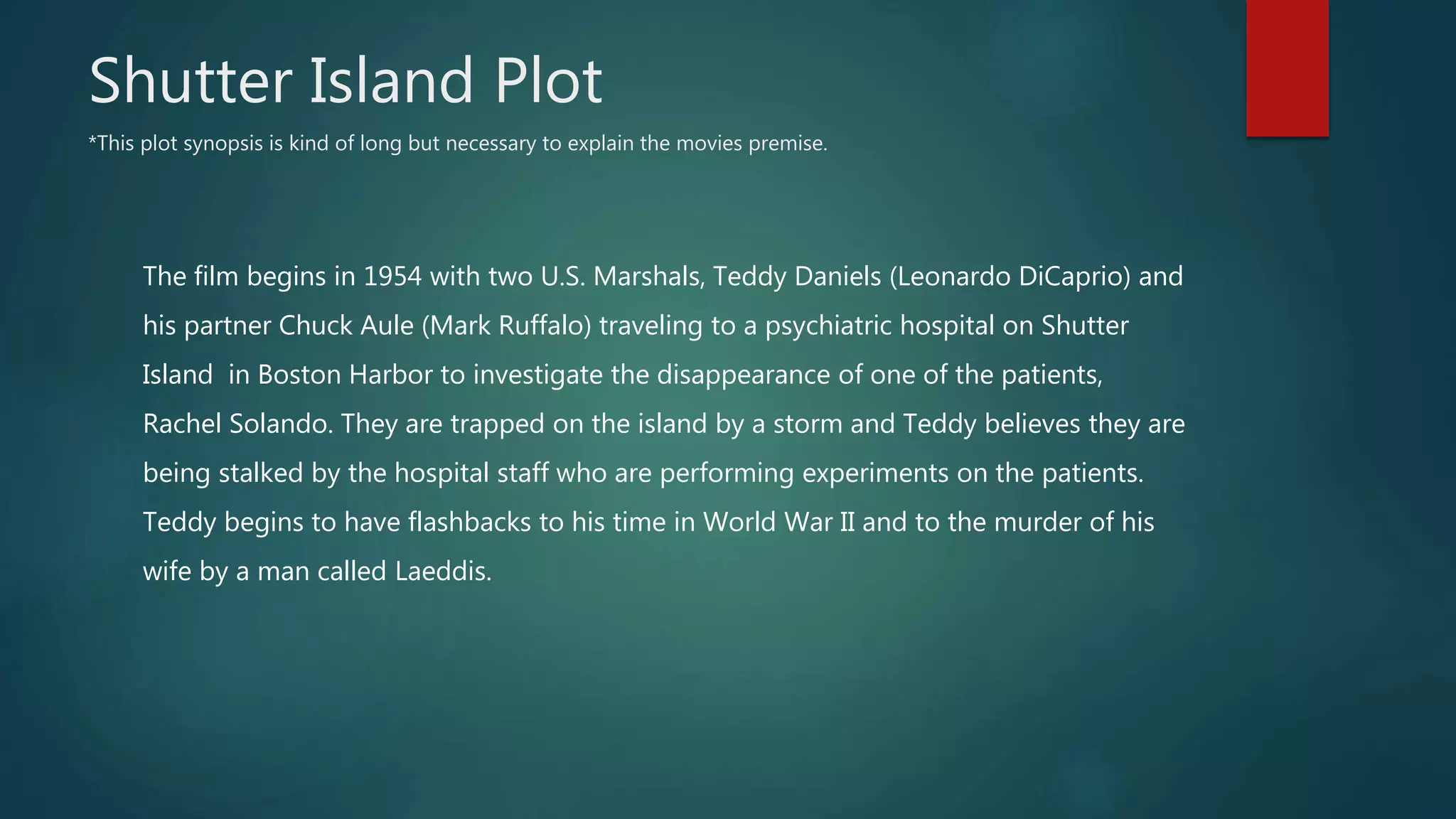 Schizophrenia & PTSD in Shutter Island - Hughes | PPTX
