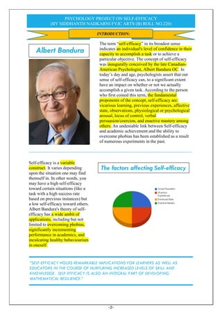 My Psychology Project on Self-Efficacy | PDF