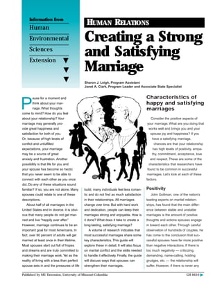 (Psychology, self help) creating a strong and satisfying marriage | PDF