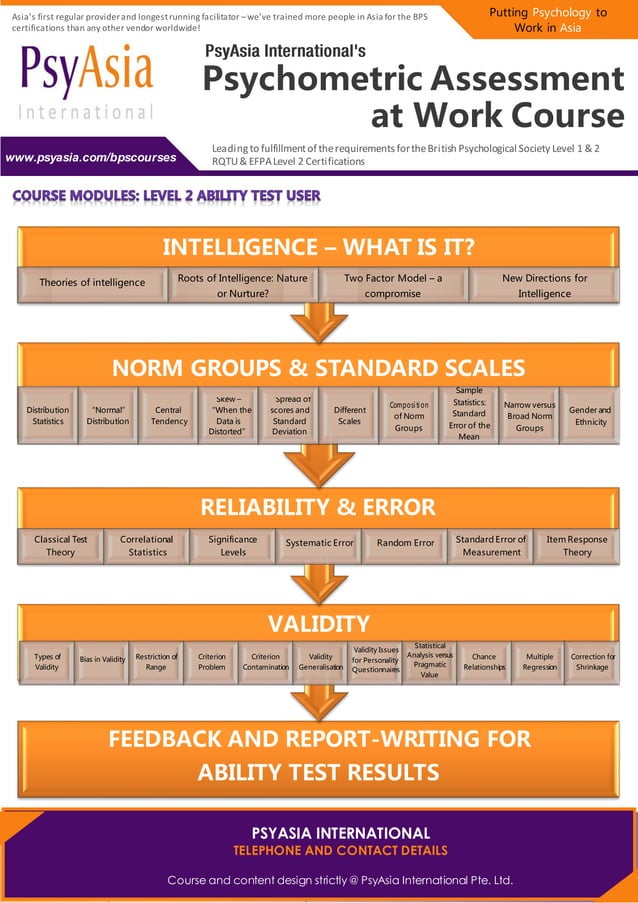 Psychometric assessment at work course bps level 1 & 2 | PDF