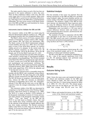 Psychometric Properties of the ORS and SRS | PDF