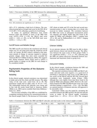 Psychometric Properties of the ORS and SRS | PDF