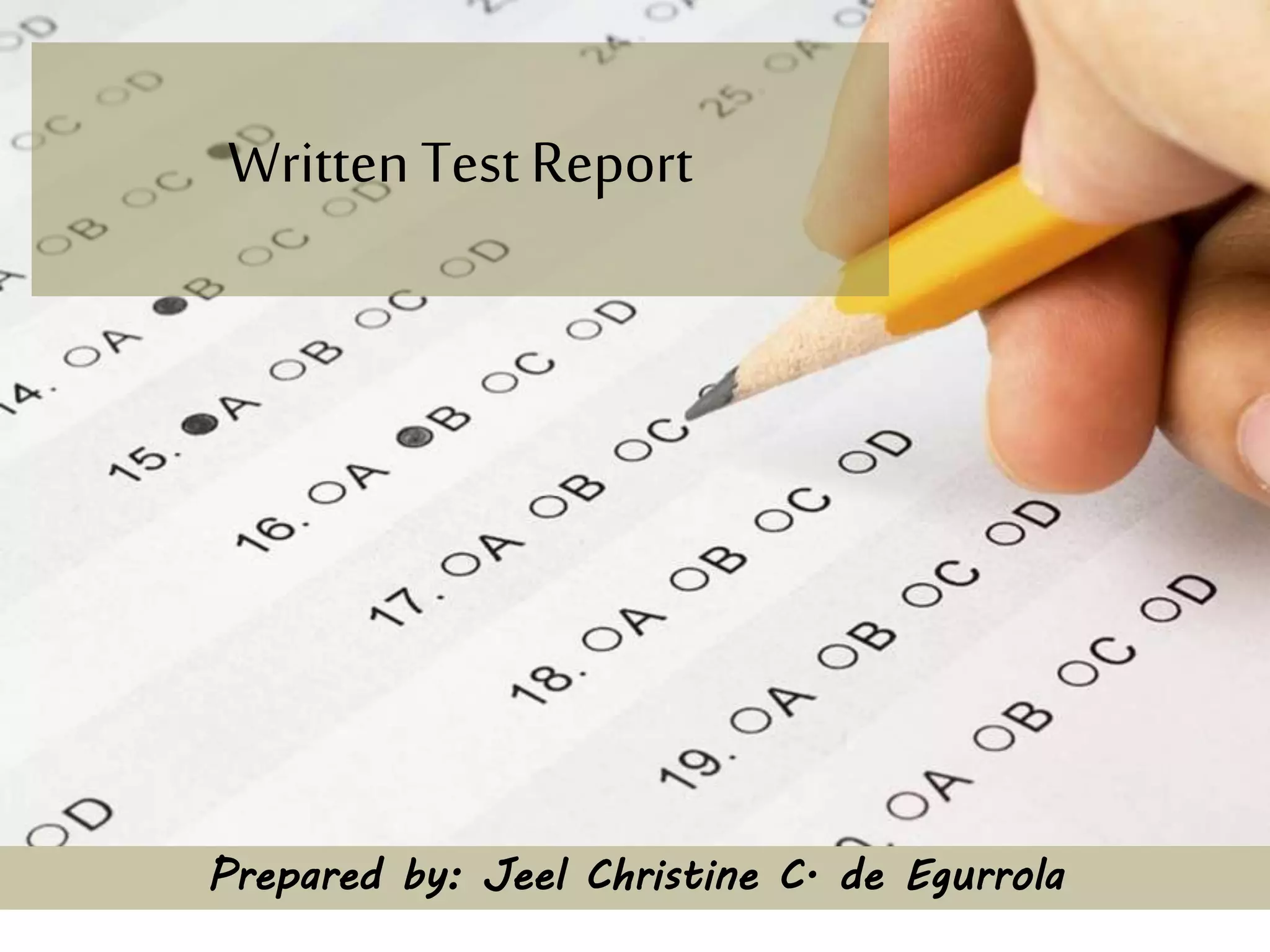 Written Test Report | PPTX